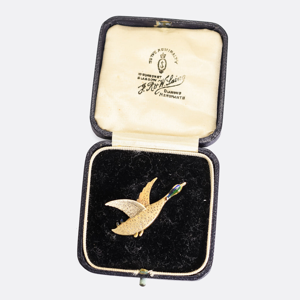 Victorian Enamel "Duck in Flight" Brooch – Butter Lane Antiques