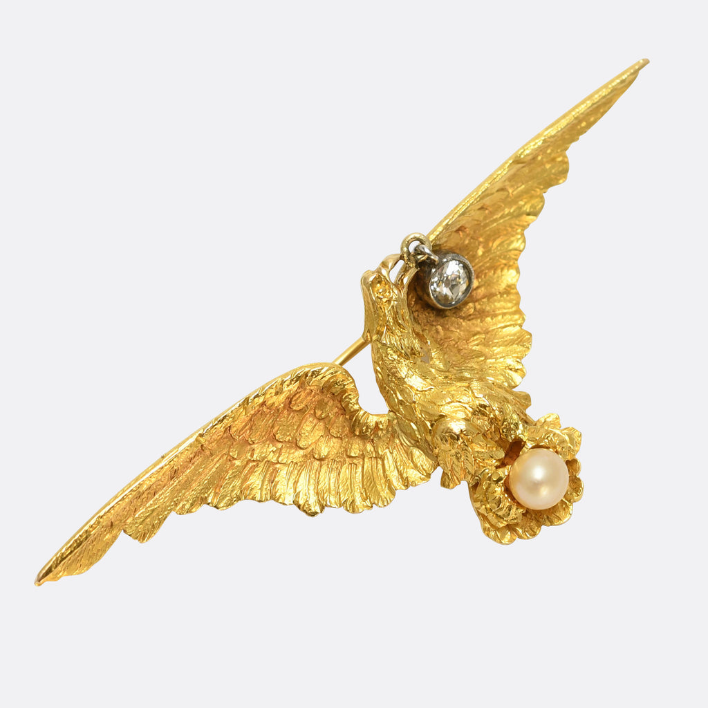 Eagle brooch with pearl store