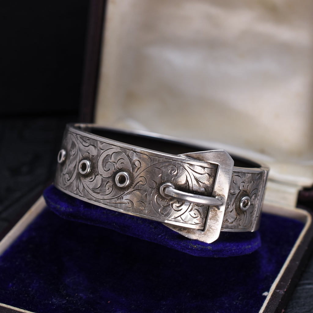 Edwardian Silver Buckle Cuff Bangle – Butter Lane Antiques