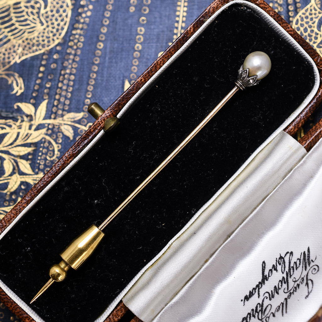 Victorian Natural Pearl & Diamond Tie Pin – Butter Lane Antiques