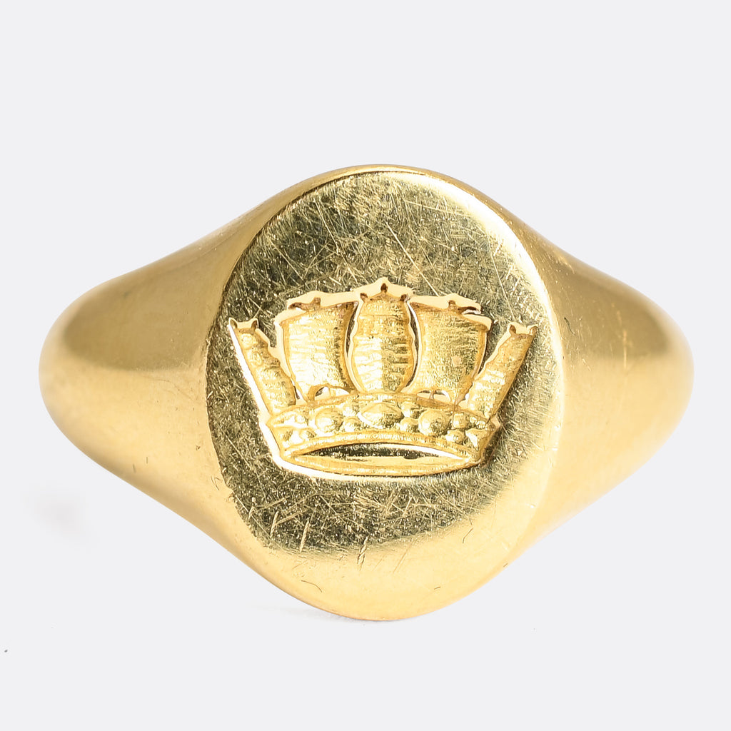 18k Gold Crown Signet Ring – Butter Lane Antiques