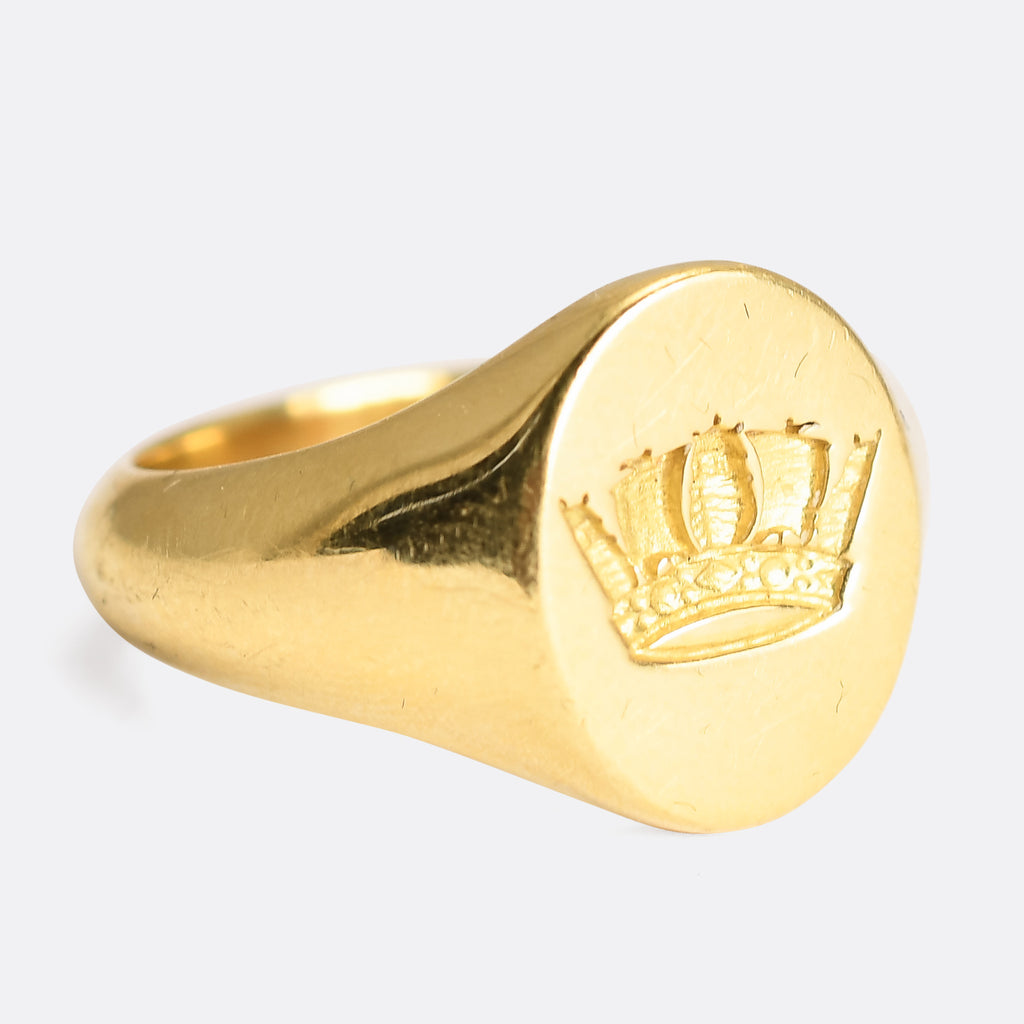 18k Gold Crown Signet Ring – Butter Lane Antiques