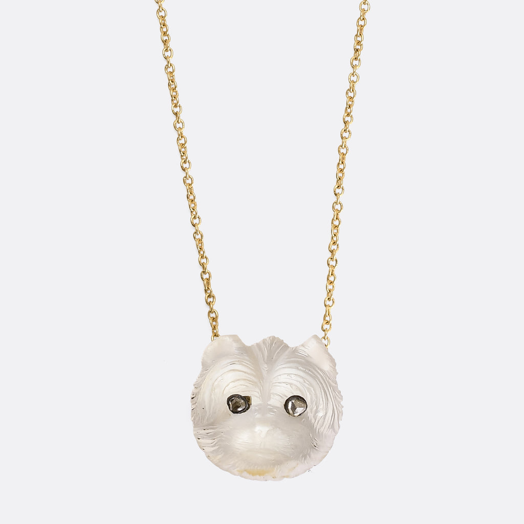Edwardian Moonstone & Diamond Dog Pendant & Chain – Butter Lane Antiques
