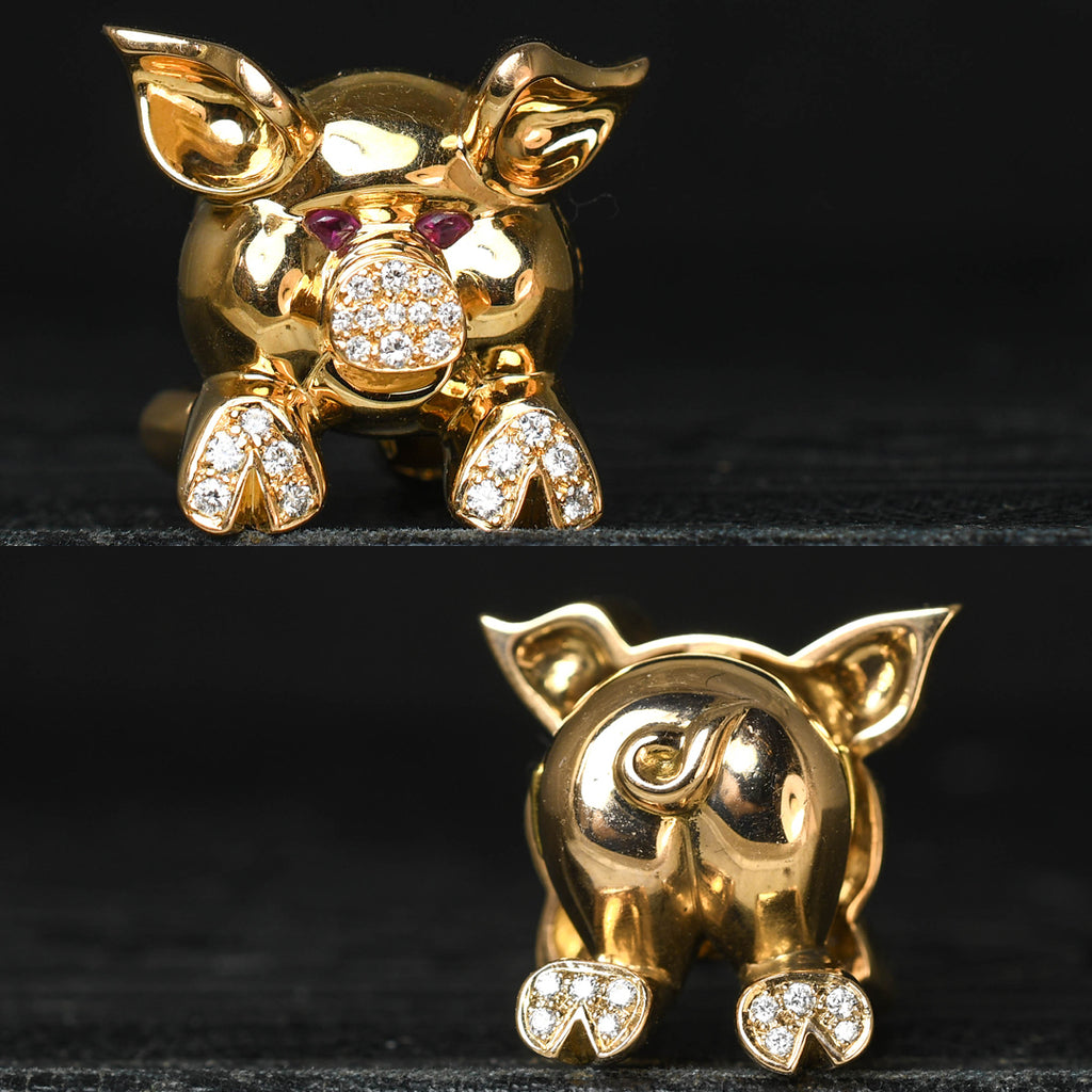 Vintage Ruby & Diamond Piggy Lapel Pin – Butter Lane Antiques