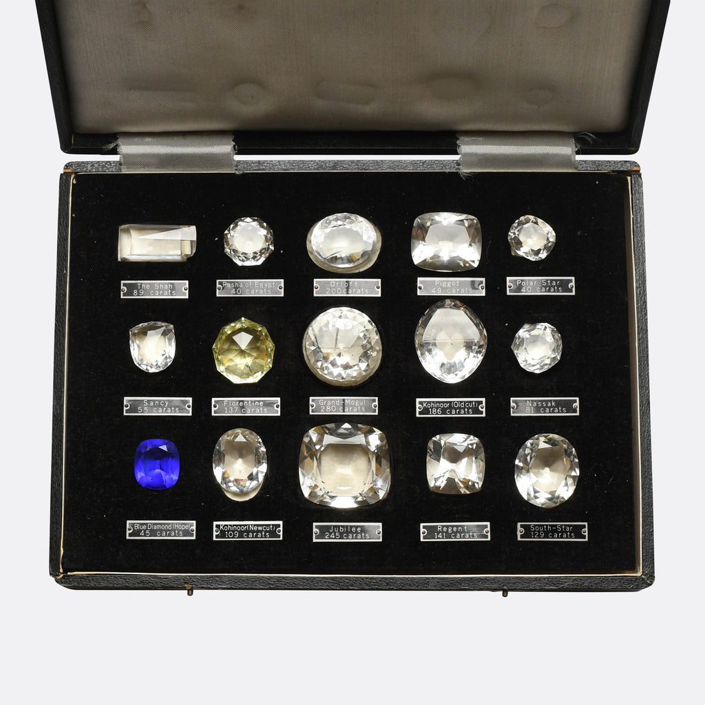 Antique Collectors Set of 15 Replica Historical Diamonds with Fitted B ...