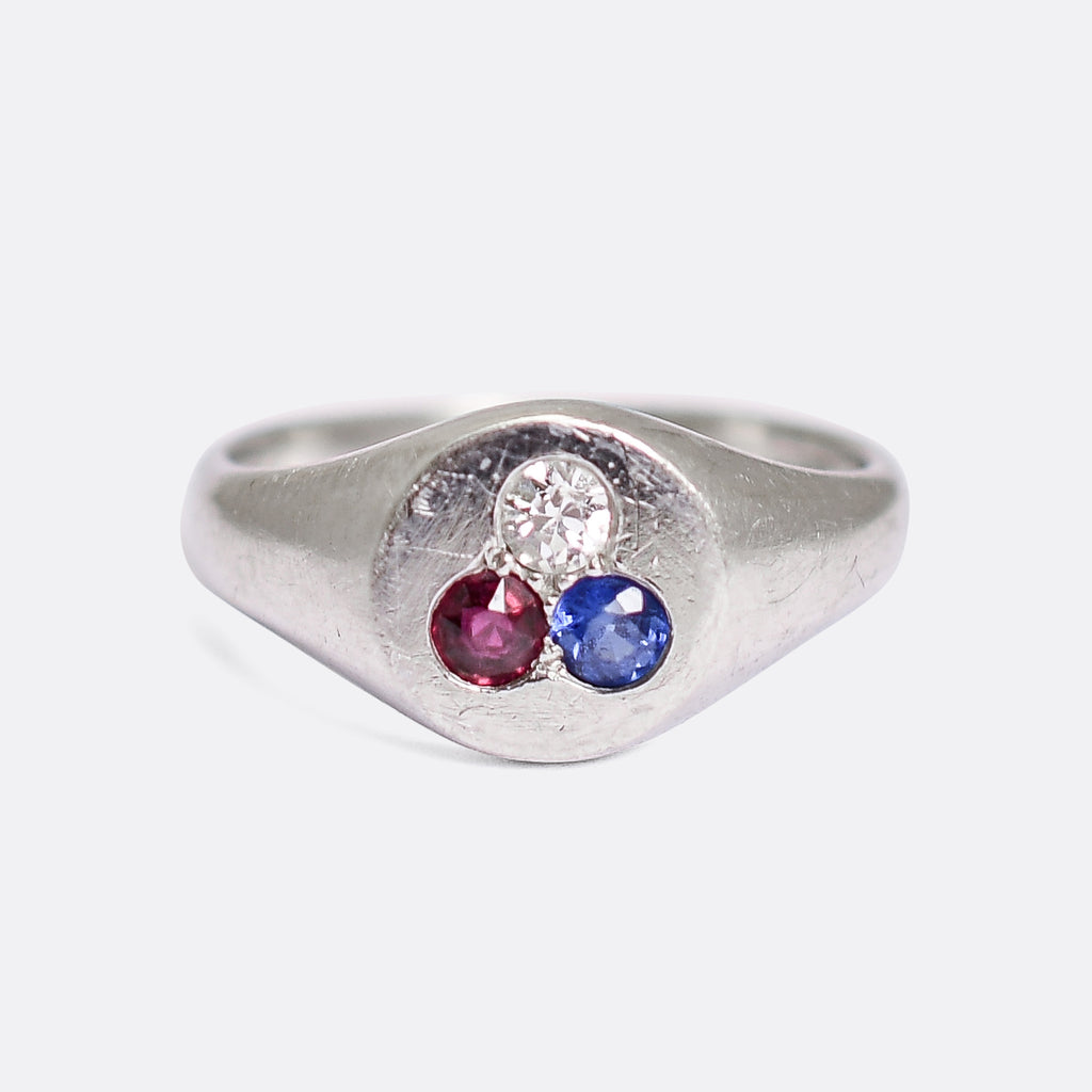 Art Deco Three Stone Signet Ring – Butter Lane Antiques
