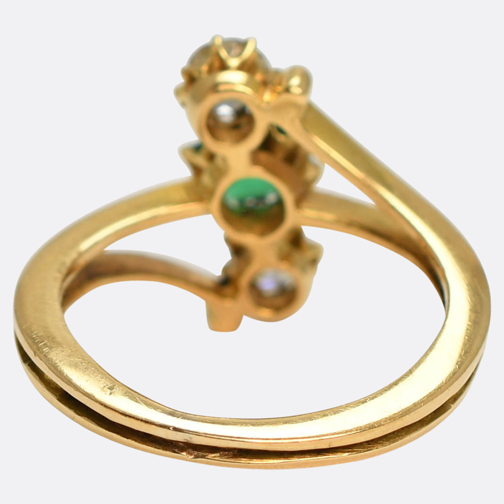 Art Nouveau Emerald & Diamond Trilogy Crossover Ring – Butter Lane Antiques