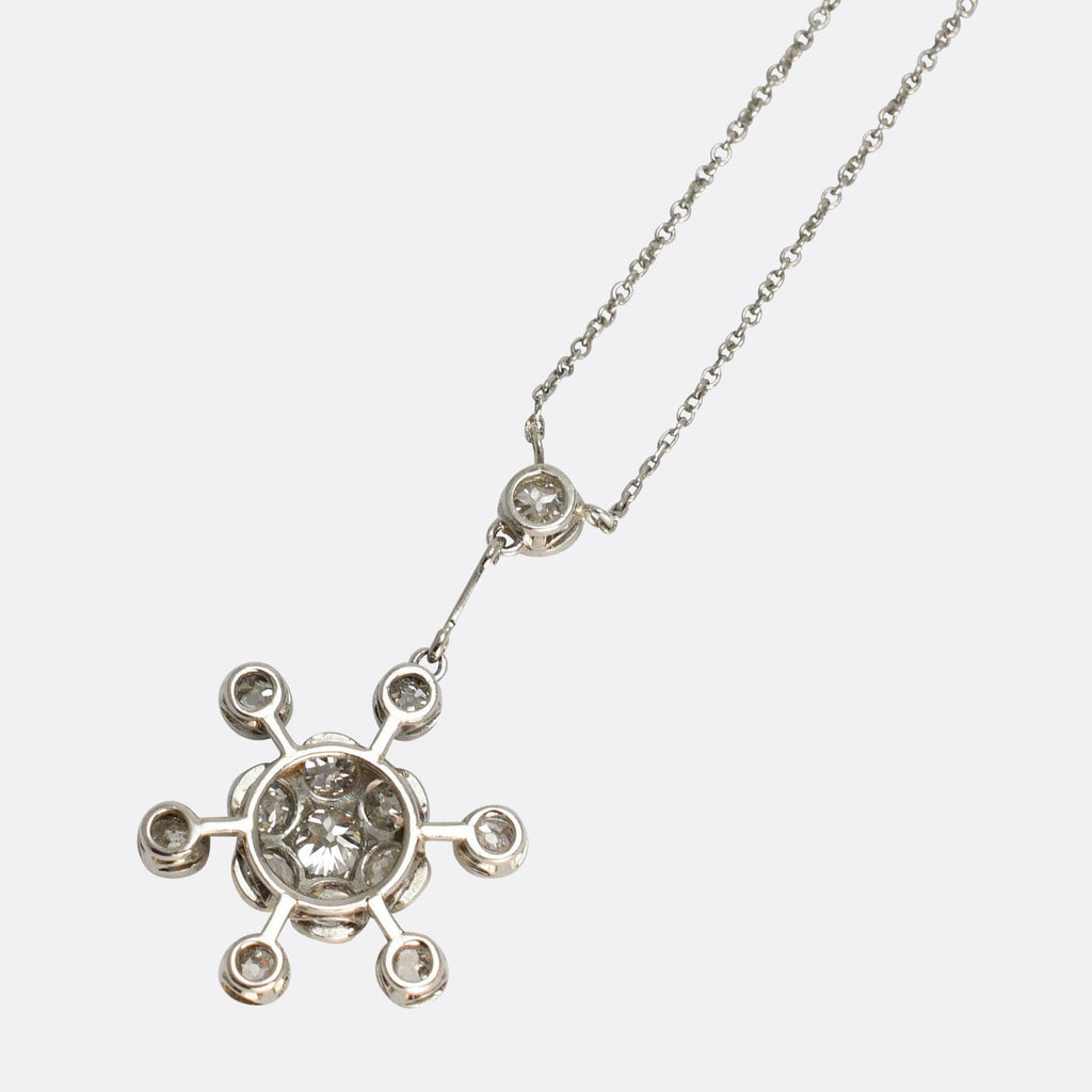 Edwardian Diamond Flower Cluster Drop Necklace – Butter Lane Antiques