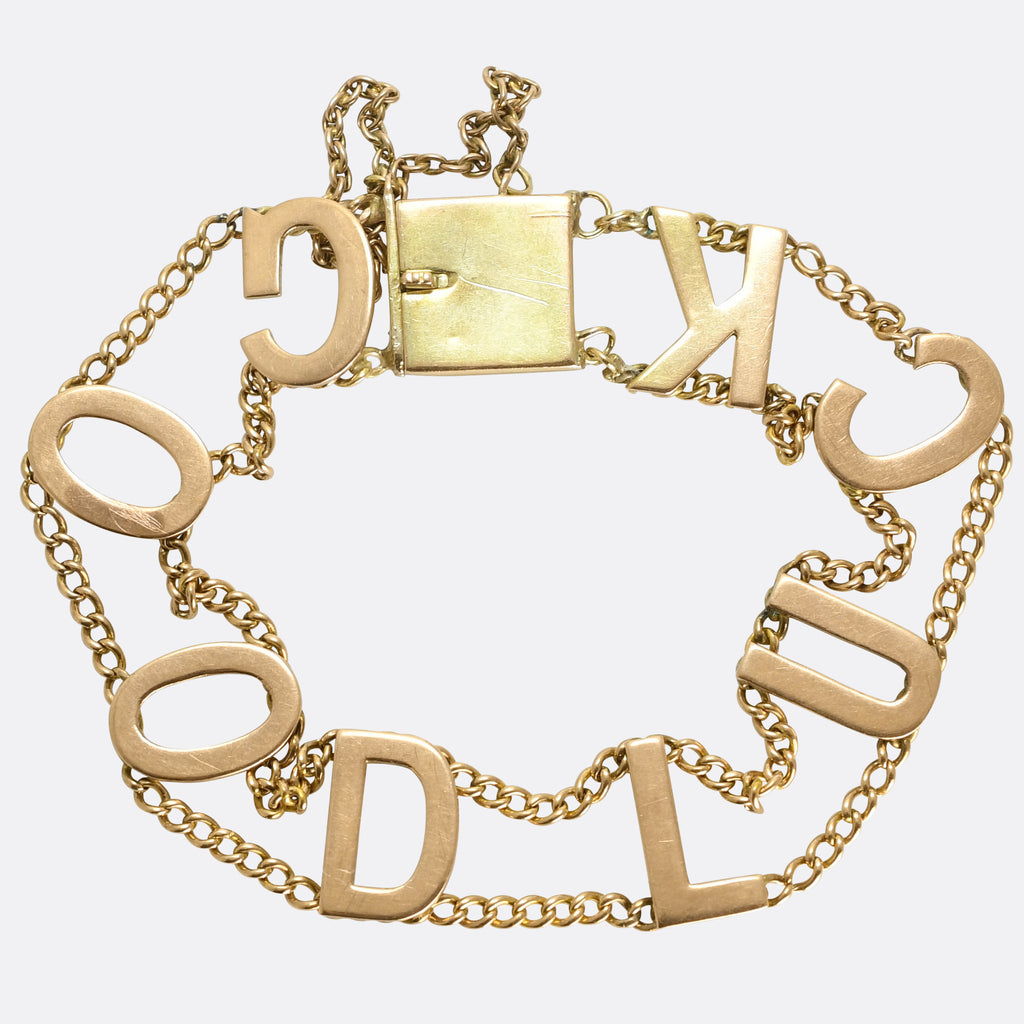 Edwardian Gold "Good Luck" Bracelet – Butter Lane Antiques