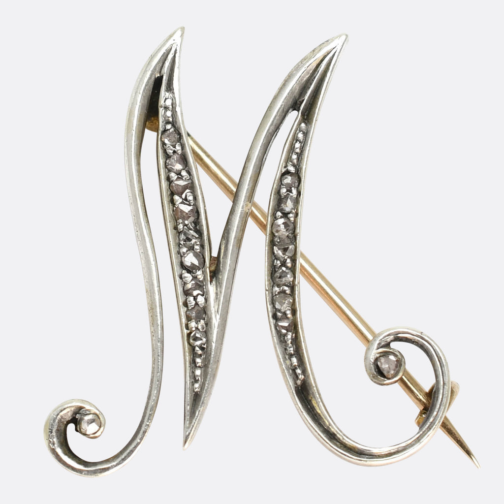 Late Victorian Diamond "M" Initial Brooch Pendant – Butter Lane Antiques