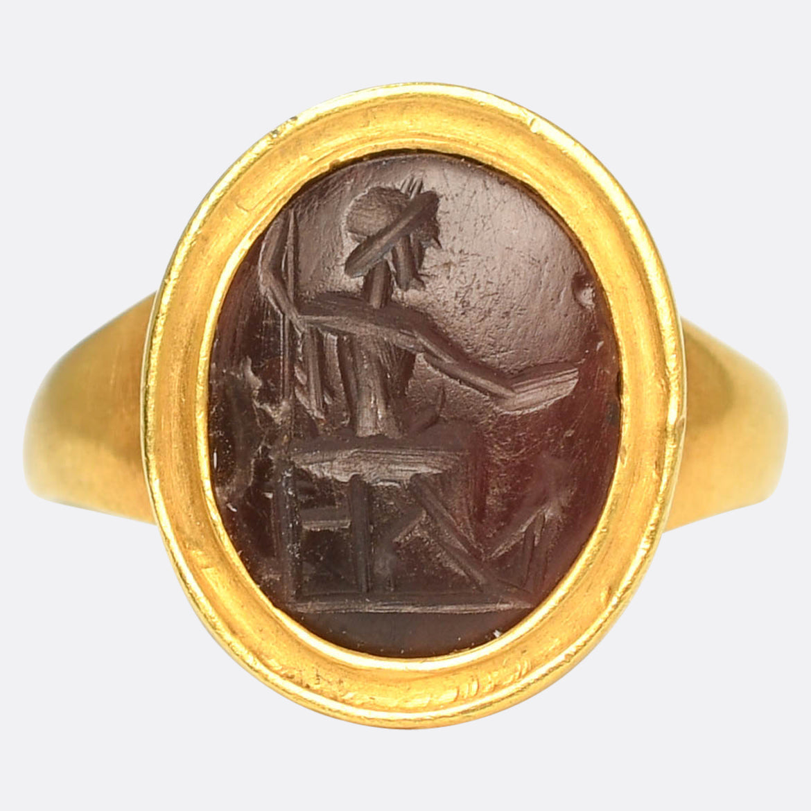 Roman Zeus Intaglio in 18k Georgian Ring Mount – Butter Lane Antiques