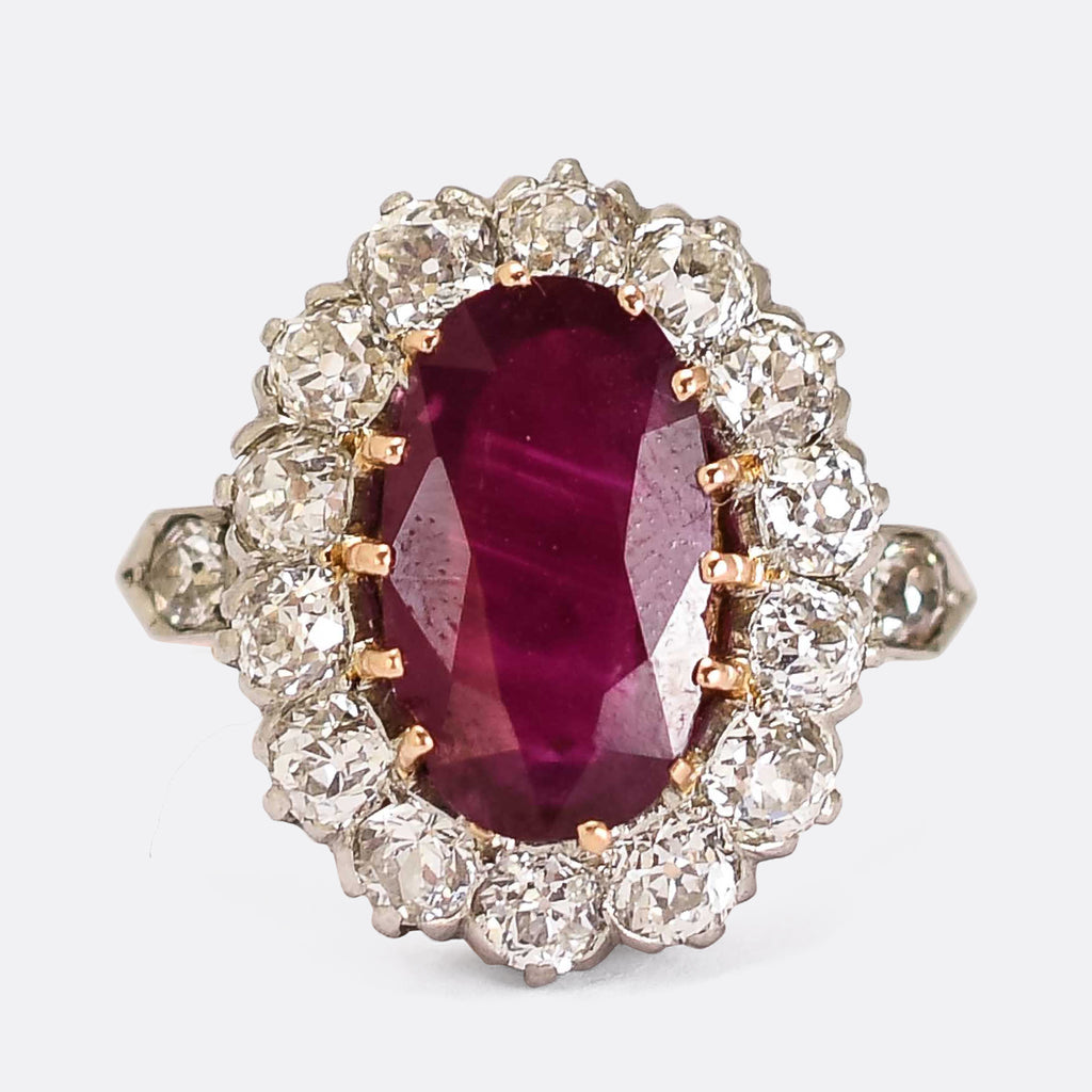 Victorian 3ct Ruby & Diamond Cluster Ring – Butter Lane Antiques