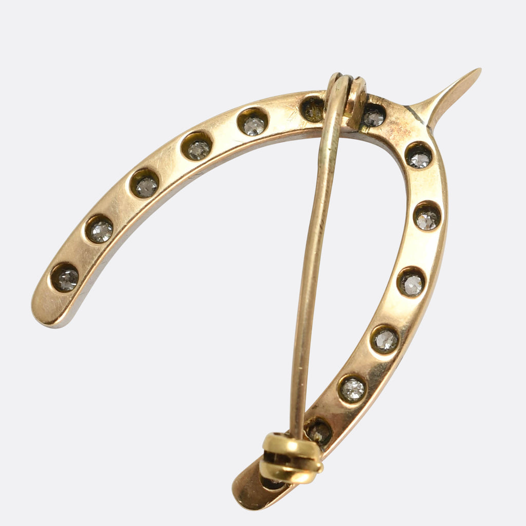 Victorian Diamond & Pearl Lucky Wishbone Brooch – Butter Lane Antiques