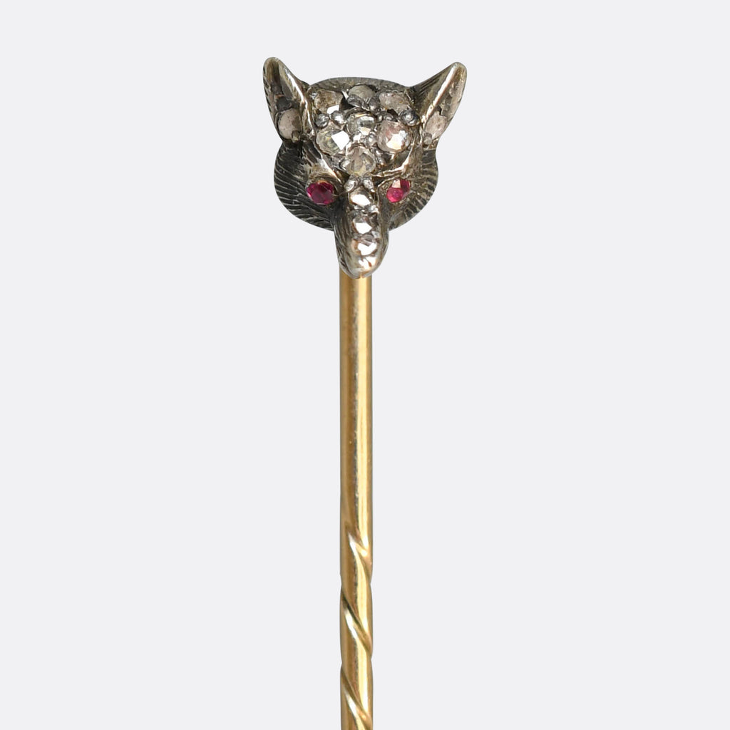 Victorian Diamond & Ruby Fox Stick Pin – Butter Lane Antiques
