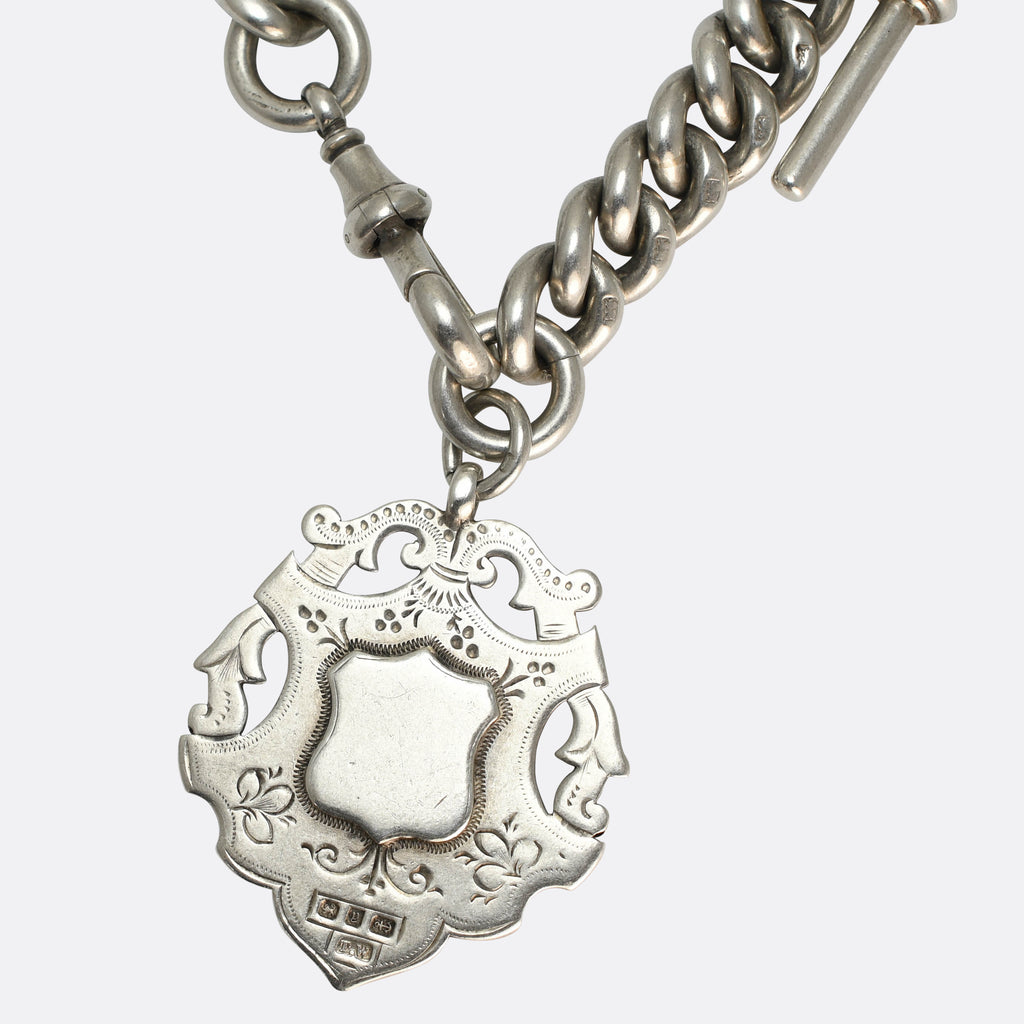 Victorian Large Albert Chain With T-Bar and Shield – Butter Lane Antiques