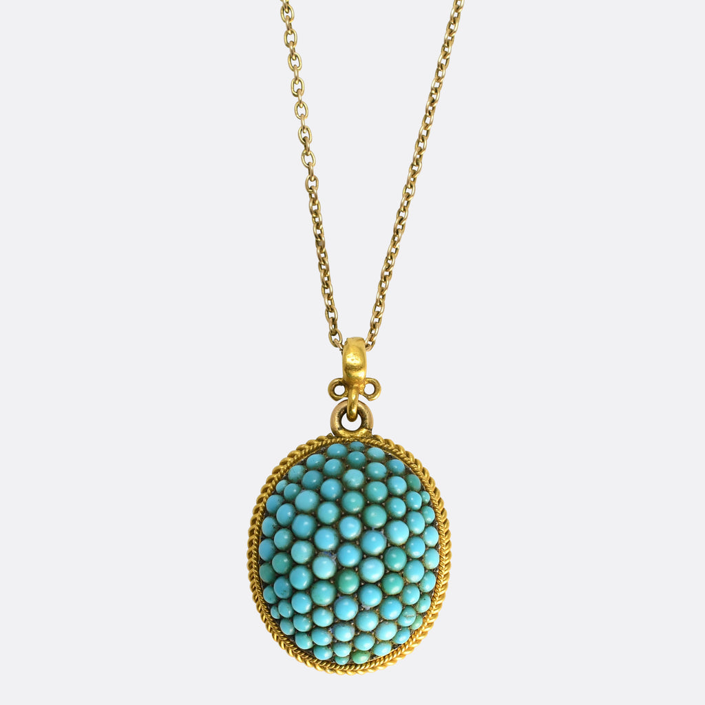 Victorian Pavé Turquoise Oval Locket – Butter Lane Antiques