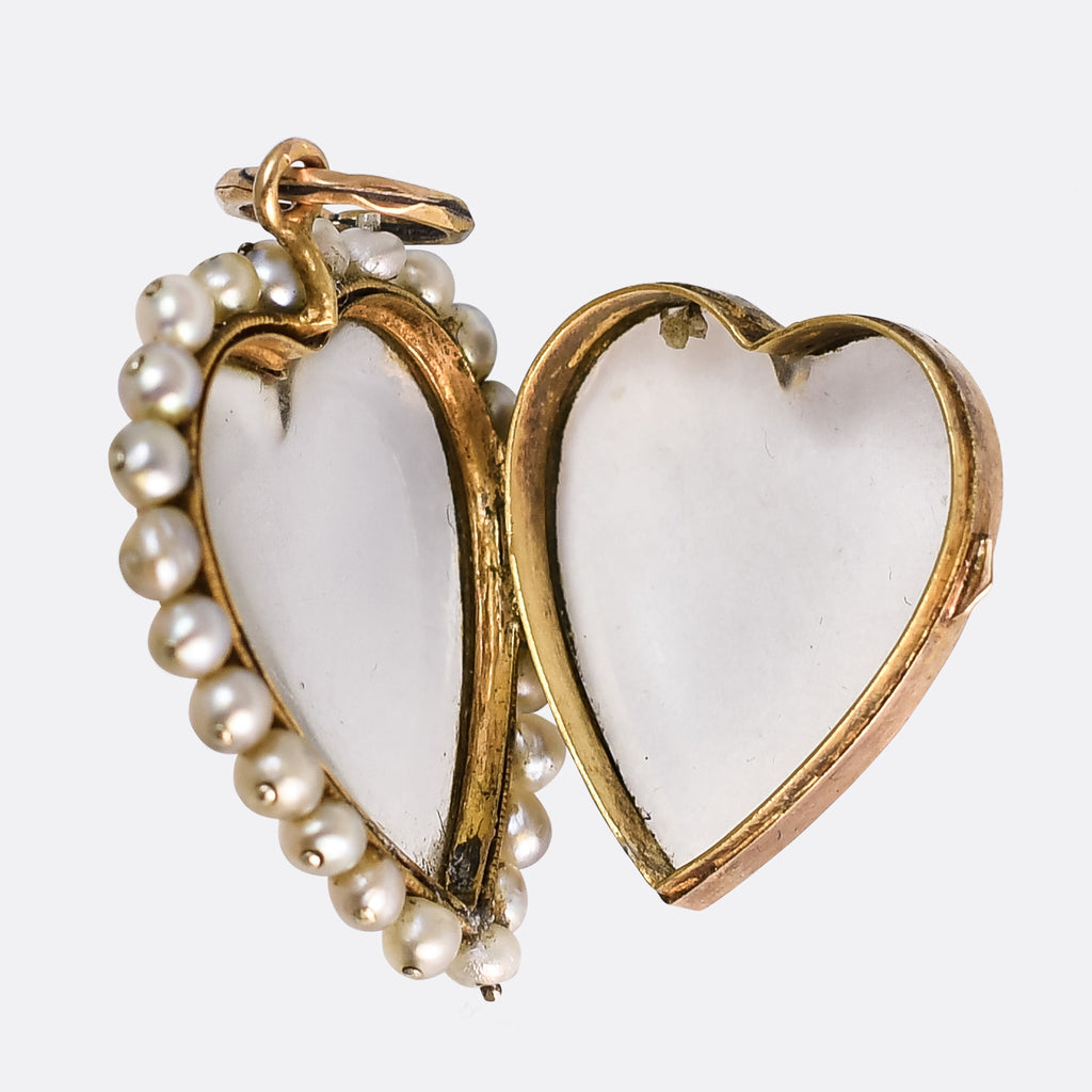 Victorian Pearl & Rock Crystal Heart Locket – Butter Lane Antiques