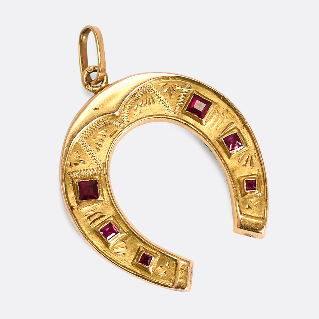 Victorian Ruby Lucky Horseshoe Pendant – Butter Lane Antiques