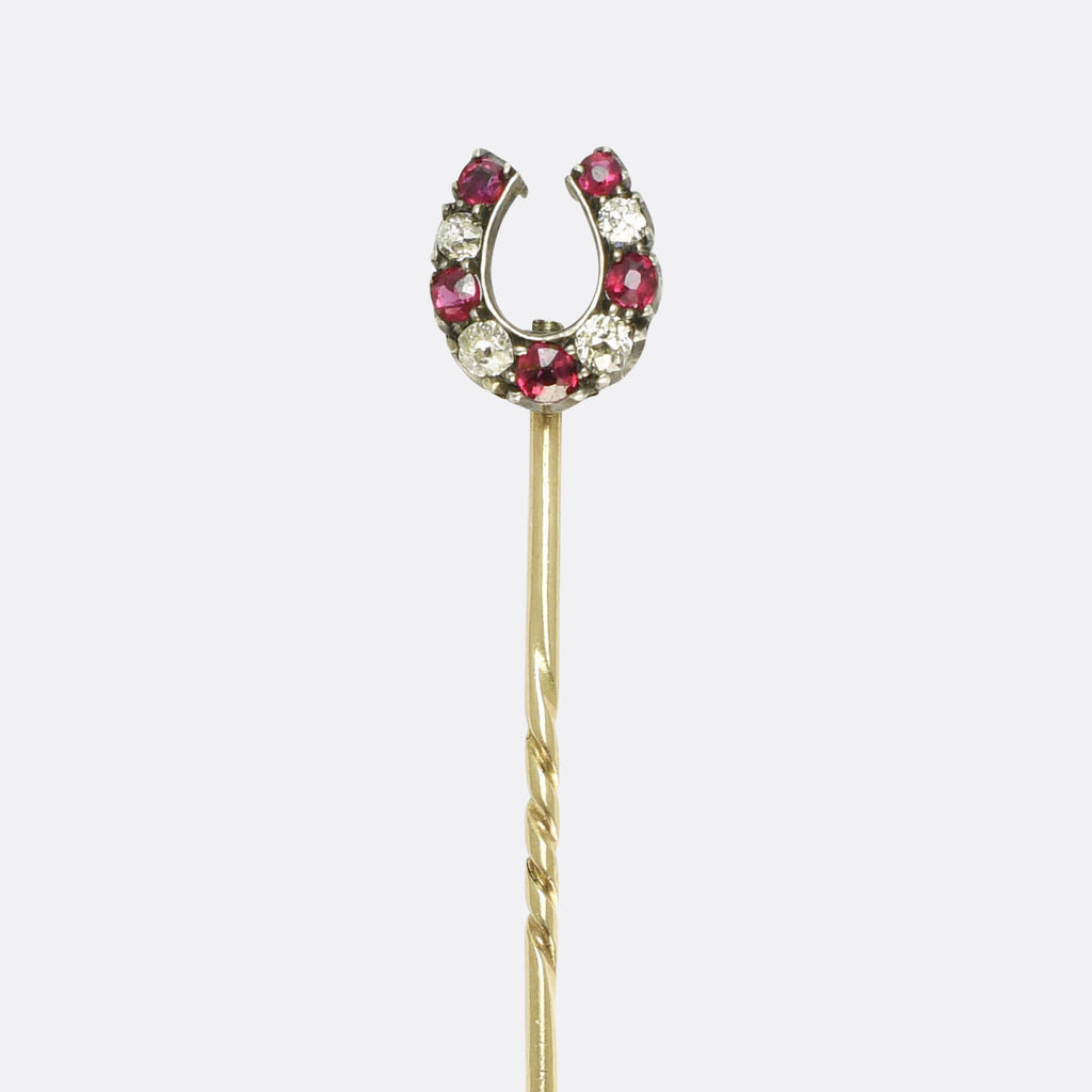 Victorian Ruby & Diamond Lucky Horseshoe Stickpin – Butter Lane Antiques