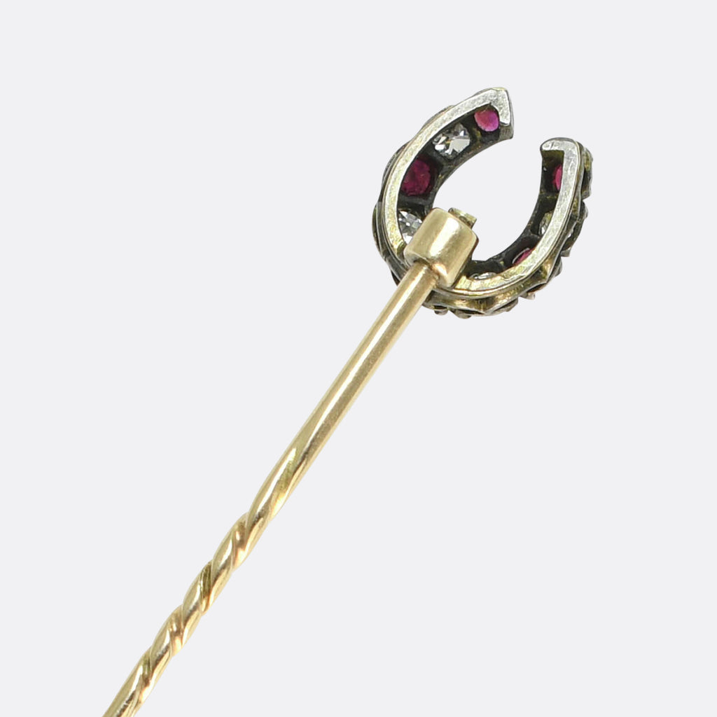 Victorian Ruby & Diamond Lucky Horseshoe Stickpin – Butter Lane Antiques