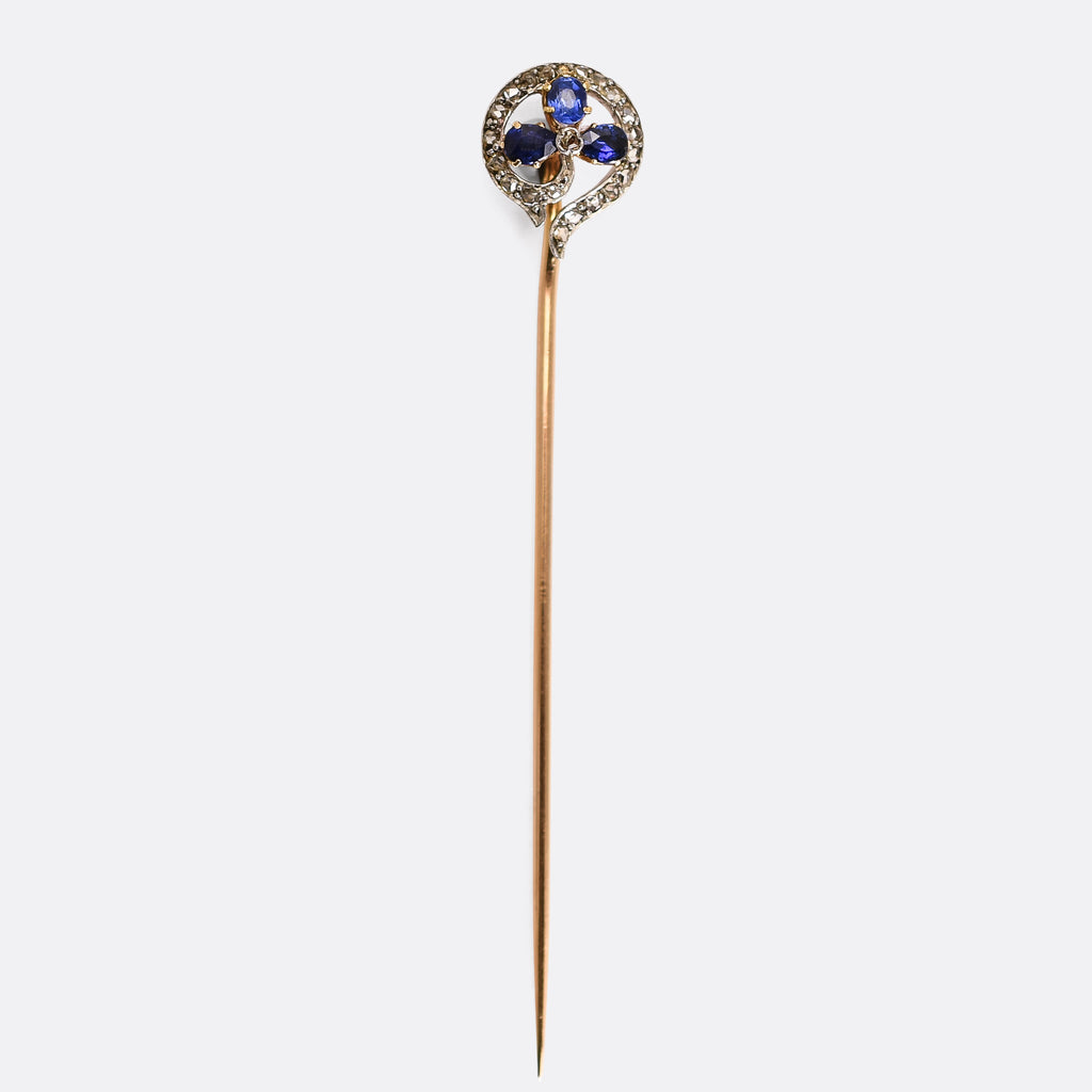 Victorian Sapphire & Diamond Stick Pin – Butter Lane Antiques