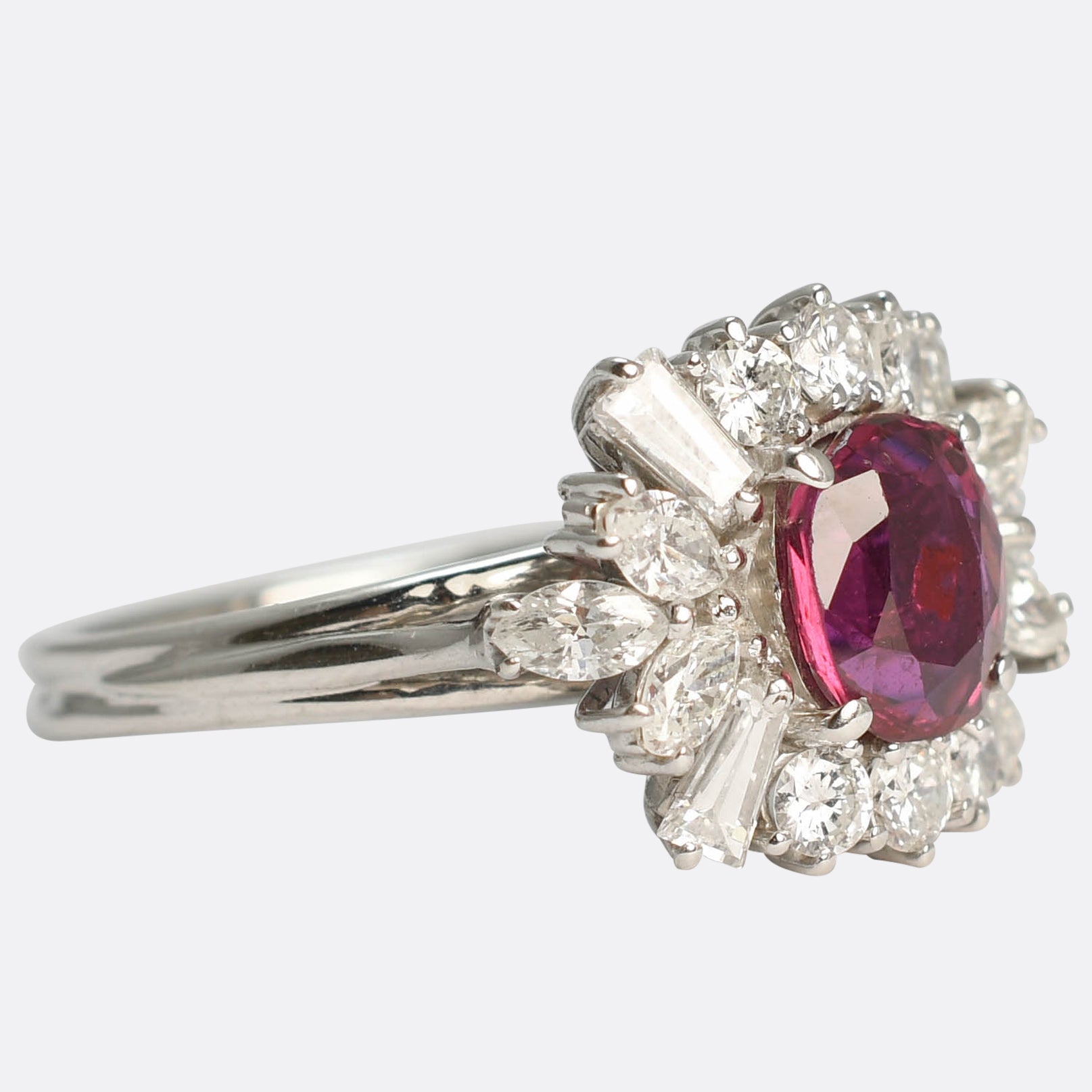 diamond ruby cluster ring