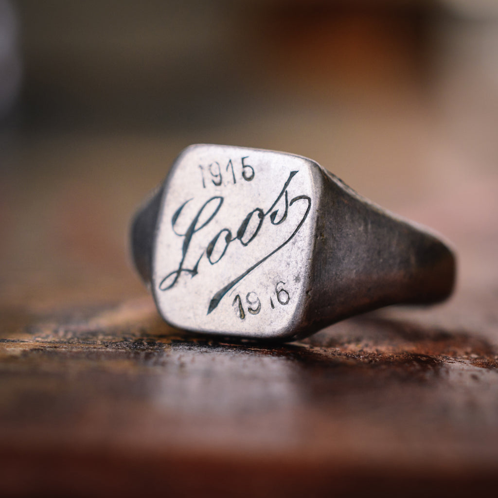 WW1 Trench Art Signet Ring "Battle of Loos 1915" – Butter Lane Antiques