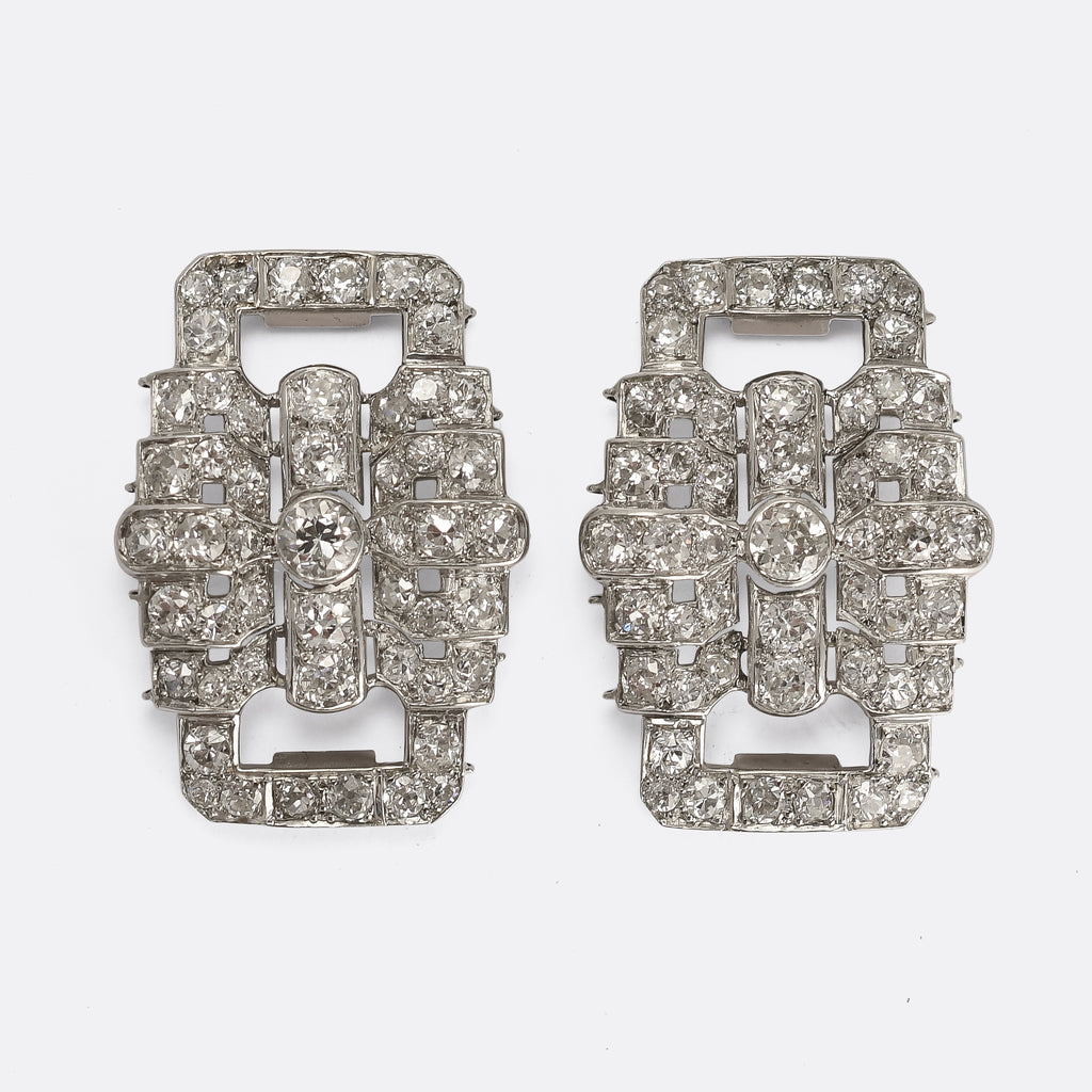 Pair of Art Deco Diamond Buckles – Butter Lane Antiques