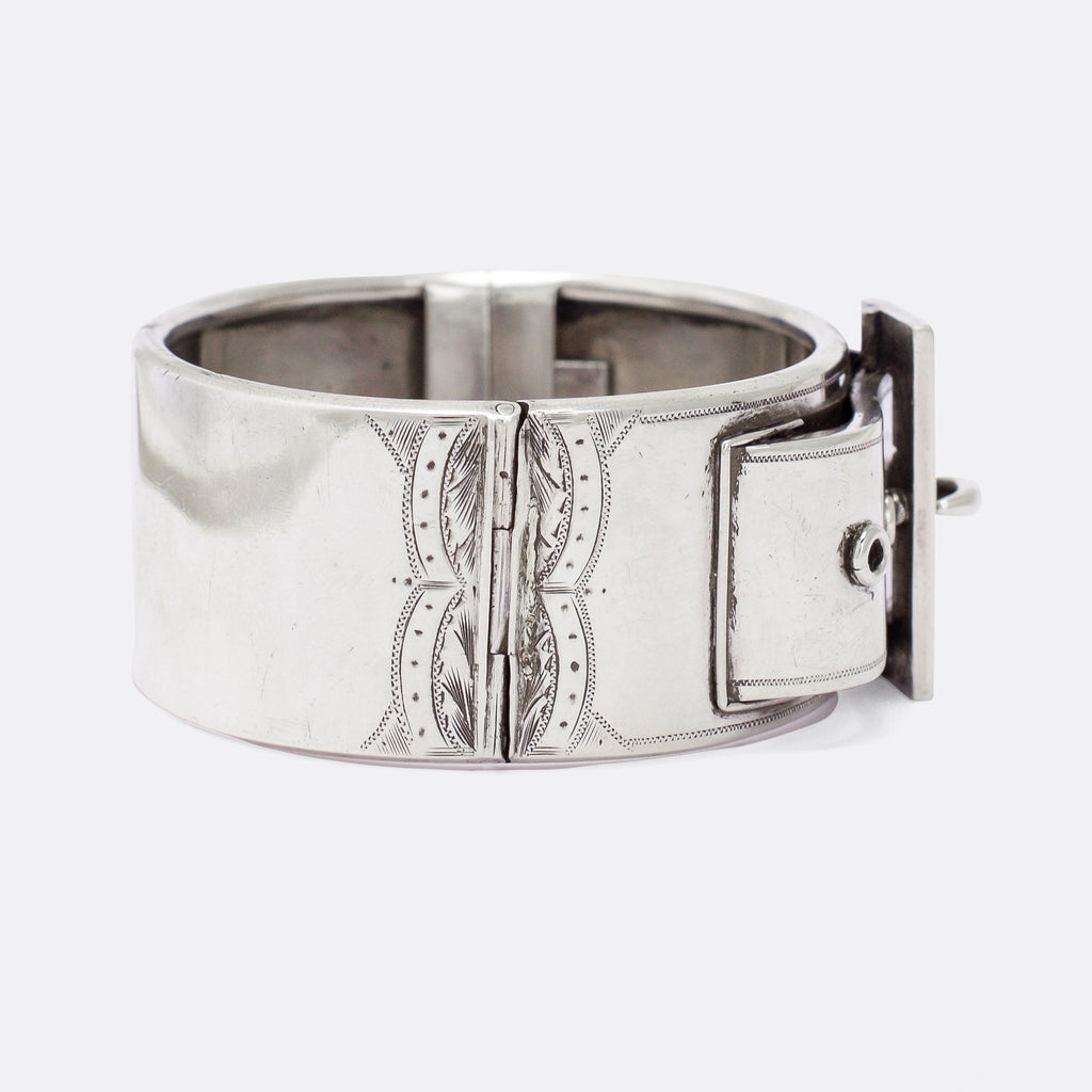 Victorian "Buckle & Strap" Silver Cuff Bangle – Butter Lane Antiques