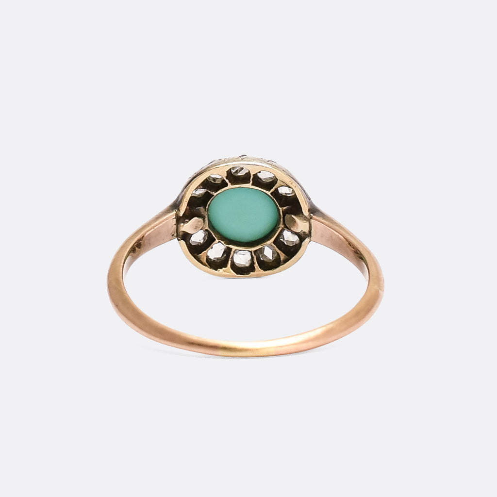 Victorian Turquoise & Rose Diamond Cluster Ring – Butter Lane Antiques